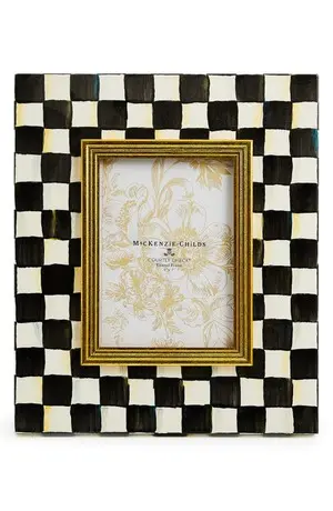 MACKENZIE-CHILDS Courtly Check Enameled Steel 5 X 7-inch Picture Frame - Black/white
