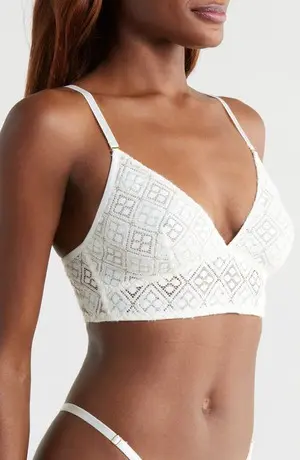 KILO BRAVA Metallic Geometric Lace Longline Bralette