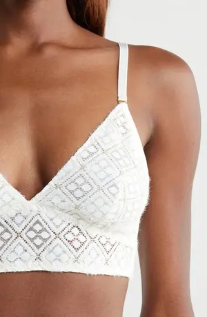 KILO BRAVA Metallic Geometric Lace Longline Bralette