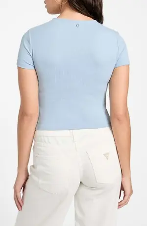 Guess Terra Ribbed Crop T-shirt - Channel Blue