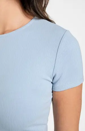 Guess Terra Ribbed Crop T-shirt - Channel Blue