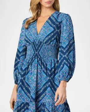 Shoshanna Imogen Smocked Floral-print Mini Dress - Blue Multi