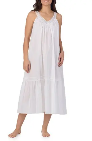 Eileen West Sleeveless Cotton Lawn Ballet Nightgown - White