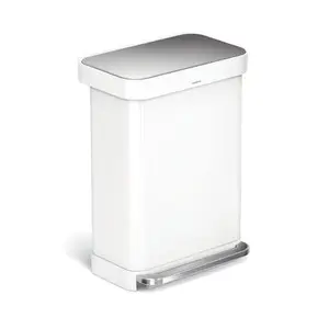 SIMPLEHUMAN 55l Rectangular Step Can With Liner Pocket - White