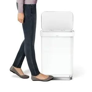 SIMPLEHUMAN 55l Rectangular Step Can With Liner Pocket - White
