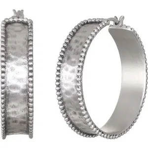 SATYA JEWELRY Beaded Hoop Earrings - Silver