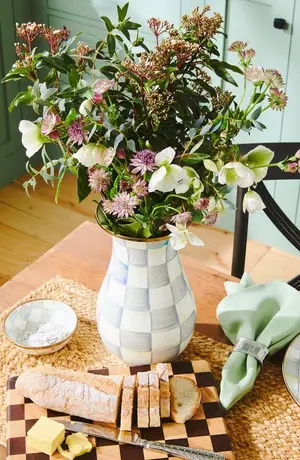 MACKENZIE-CHILDS Sterling Check Enameled Steel Tall Vase