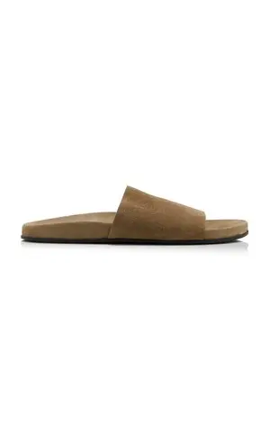 THE ROW Hugh Suede Slide Sandals - Neutral