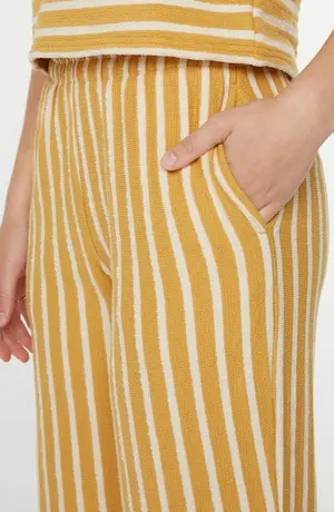 Roxy Java Stripe Cotton Terry Pants - Amber Gold