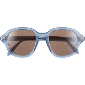 Loewe Slim Round Sunglasses - Shiny Light Blue / Brown