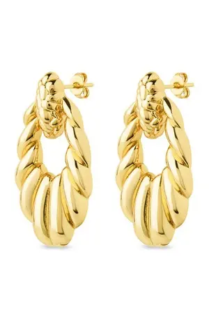 Sterling Forever Enid Textured Doorknocker Drop Earrings - Gold