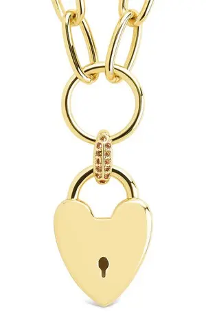 Sterling Forever Mirren Heart Padlock Pendant Necklace - Gold