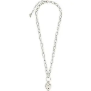 Sterling Forever Mirren Heart Padlock Pendant Necklace - Silver