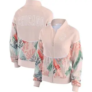 WEAR BY ERIN ANDREWS Chicago Cubs Raglan Full-zip Track Jacket - Sand