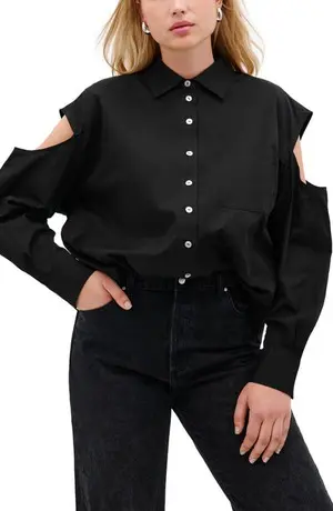 MARCELLA Downtown Cold Shoulder Button-up Shirt