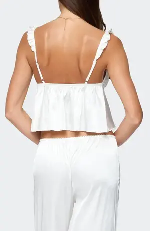 EDIKTED Izabella Ruffle Lace Trim Camisole