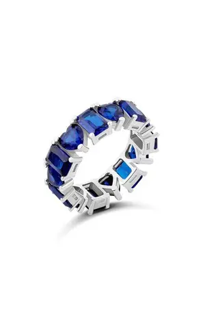 SHYMI Heart & Emerald Cubic Zirconia Eternity Ring - Silver