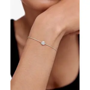 Monica Vinader Asscher-cut Lab-grown Diamond And 18ct Yellow- Vermeil Chain Bracelet - Silver