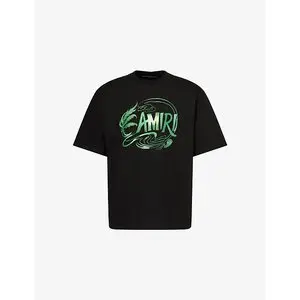 Amiri Leaf-print Crewneck Cotton-jersey T-shirt