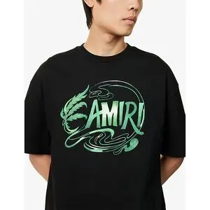 Amiri Leaf-print Crewneck Cotton-jersey T-shirt
