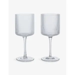 FERM LIVING Ripple White Wine Glasses Set Of Two - Clear