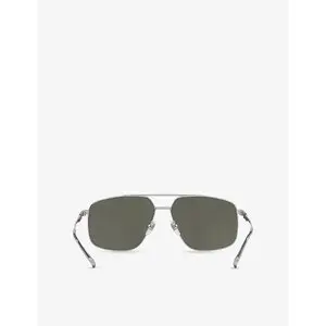 Gucci Gg1676s Pilot-frame Metal Sunglasses - Silver