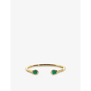 Monica Vinader Odyssey Gold Vermeil And Onyx Open Cuff - Green