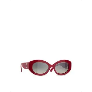 Chanel Oval-frame Acetate Sunglasses - Red