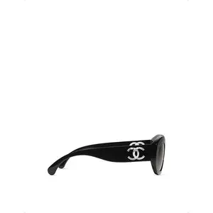 Chanel Ch5528 Oval-frame Sunglasses - Black