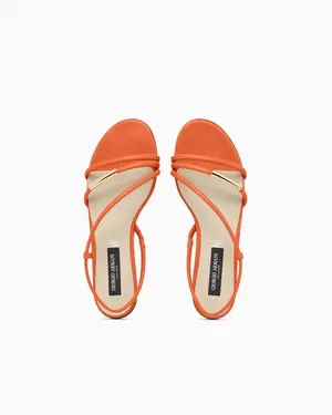 Giorgio Armani Flat Leather Sandals - Orange