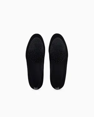Giorgio Armani Velvet And Rhinestone Loafers