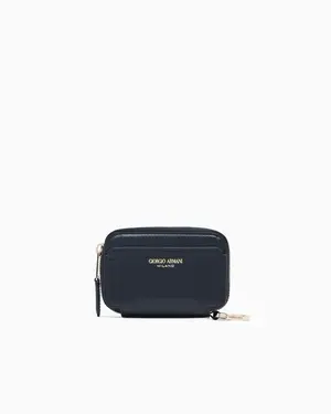 Giorgio Armani Leather Mini Wraparound-zip Wallet - Black