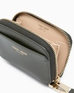 Giorgio Armani Leather Mini Wraparound-zip Wallet - Green