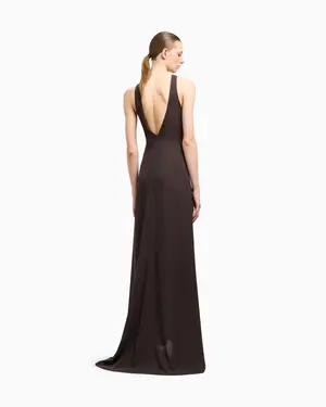 Giorgio Armani Long Triple Silk Georgette Dress - Brown