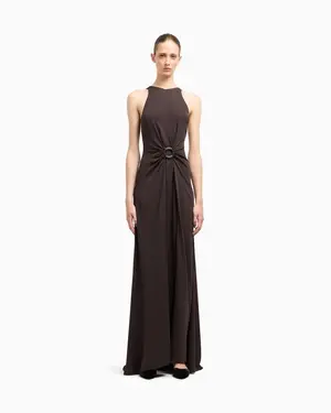 Giorgio Armani Long Triple Silk Georgette Dress - Brown