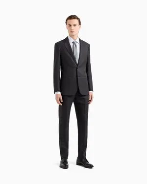 Giorgio Armani Manhattan Line Pinstriped Virgin-wool Single-breasted Suit - Grey