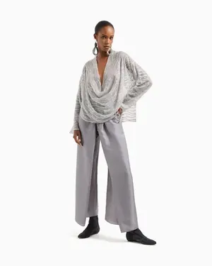 Giorgio Armani Draped Blouse With Lurex And Crystal Embroidery