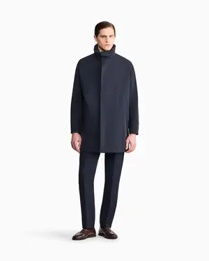 Giorgio Armani Stretch Nylon Pea Coat - Navy Blue