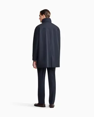 Giorgio Armani Stretch Nylon Pea Coat - Navy Blue