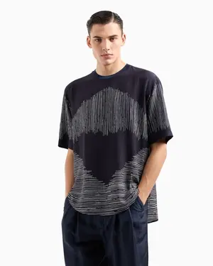 Giorgio Armani Printed Seersucker Viscose And Silk T-shirt Shirt
