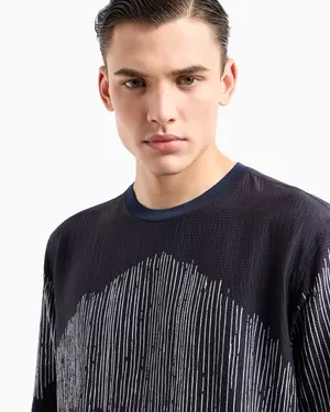 Giorgio Armani Printed Seersucker Viscose And Silk T-shirt Shirt