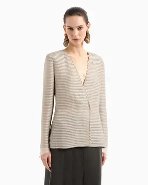 Giorgio Armani Single-breasted Jacket In Silk Chiffon With Embroidered Suede Webbing