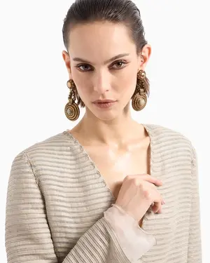 Giorgio Armani Single-breasted Jacket In Silk Chiffon With Embroidered Suede Webbing