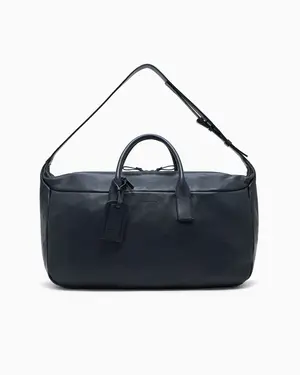 Giorgio Armani Pebbled Leather Duffle Bag - Navy Blue