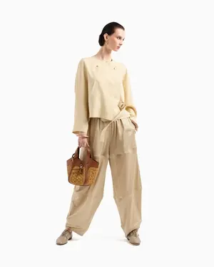 Giorgio Armani Small Handbag In Leather And Raffia