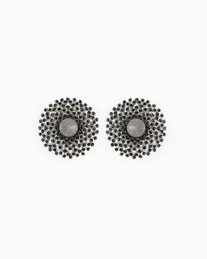 Giorgio Armani Clip-on Metal And Bead Earrings - Black