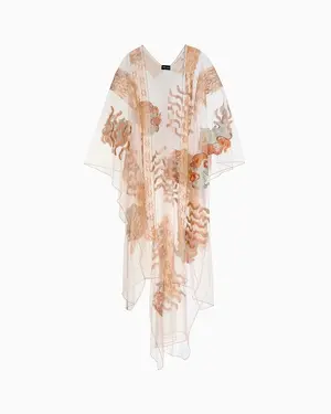 Giorgio Armani Embroidered Tulle Cape - Orange