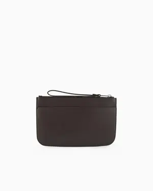 Giorgio Armani Nappa Leather Zip Clutch - Black