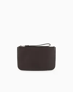 Giorgio Armani Nappa Leather Zip Clutch - Black