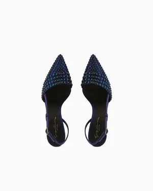 Giorgio Armani Satin, Mesh And Rhinestone Slingbacks - Two_tone